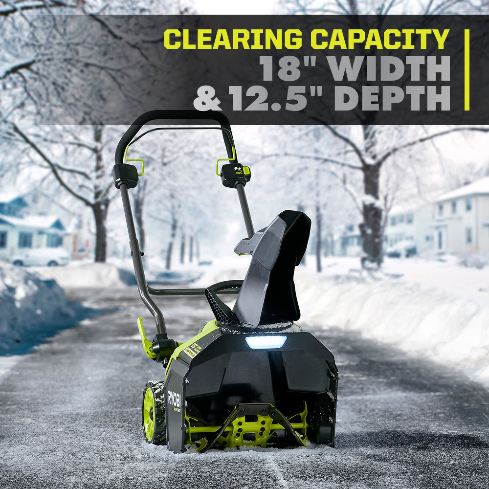 40V HP Brushless 18” Single-Stage Auger-Propelled Snow Blower Kit ...