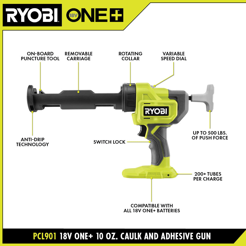 18V ONE+ 10 oz. Caulk and Adhesive Gun Kit – RYOBI Tools Canada